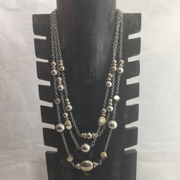 Jewelry | 3 Strand Gray And Golden Yellow Bubble Necklace | Poshmark